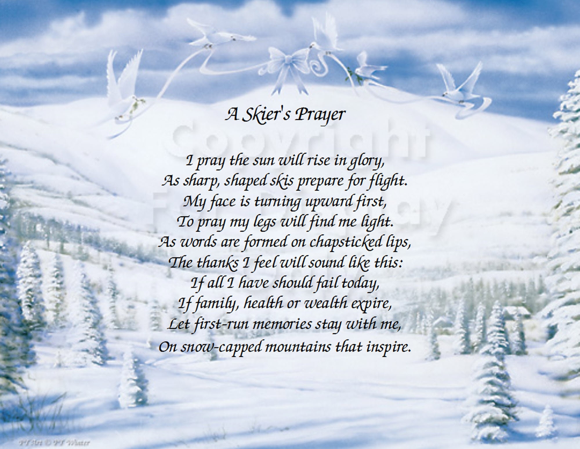 Skier's Prayer Winter Snow Capped Mountain Artwork 8.5 X 11 - Etsy
