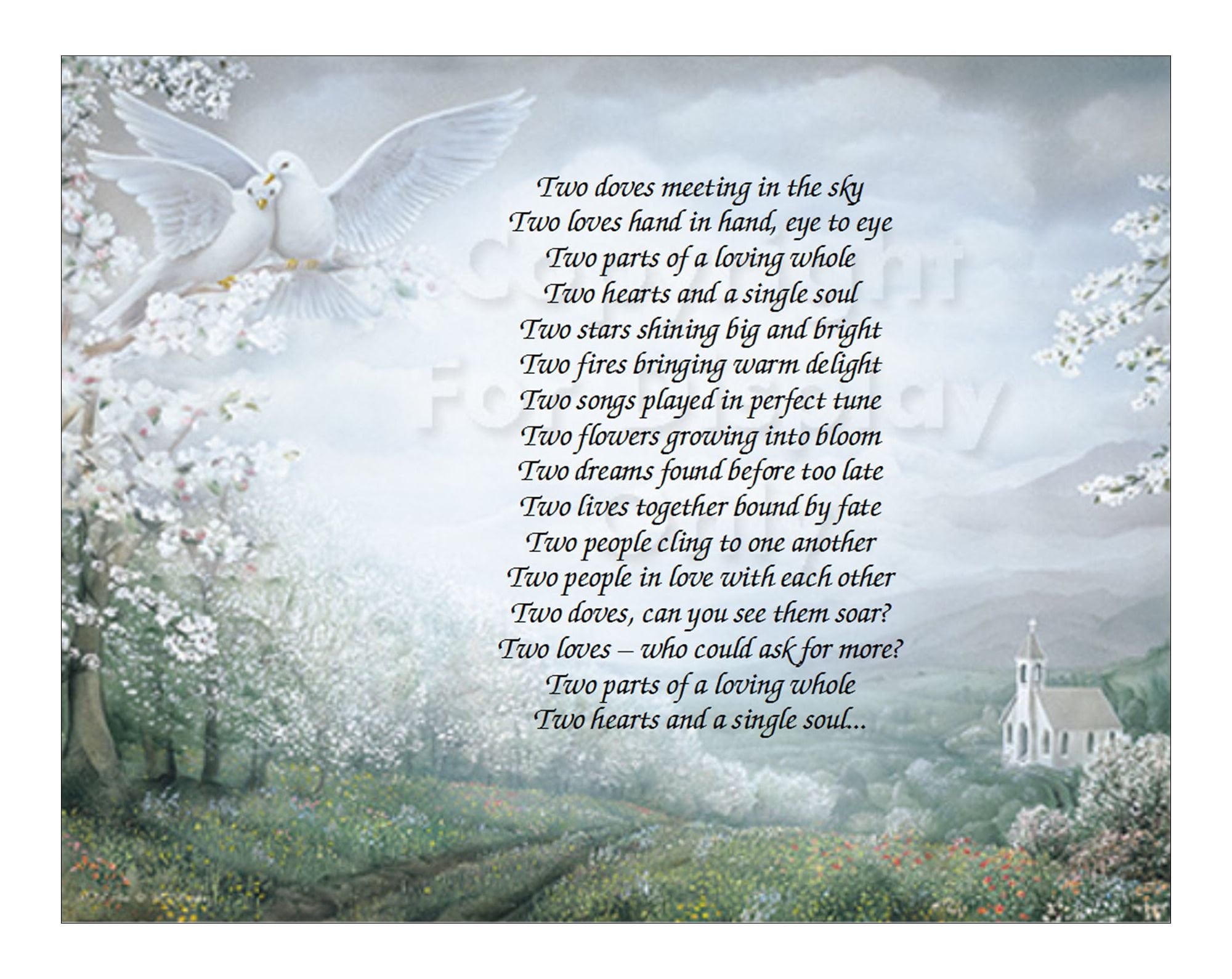 Two Doves Poem Marriage Wedding Poetry Scenic Countryside Church Art 8. ...