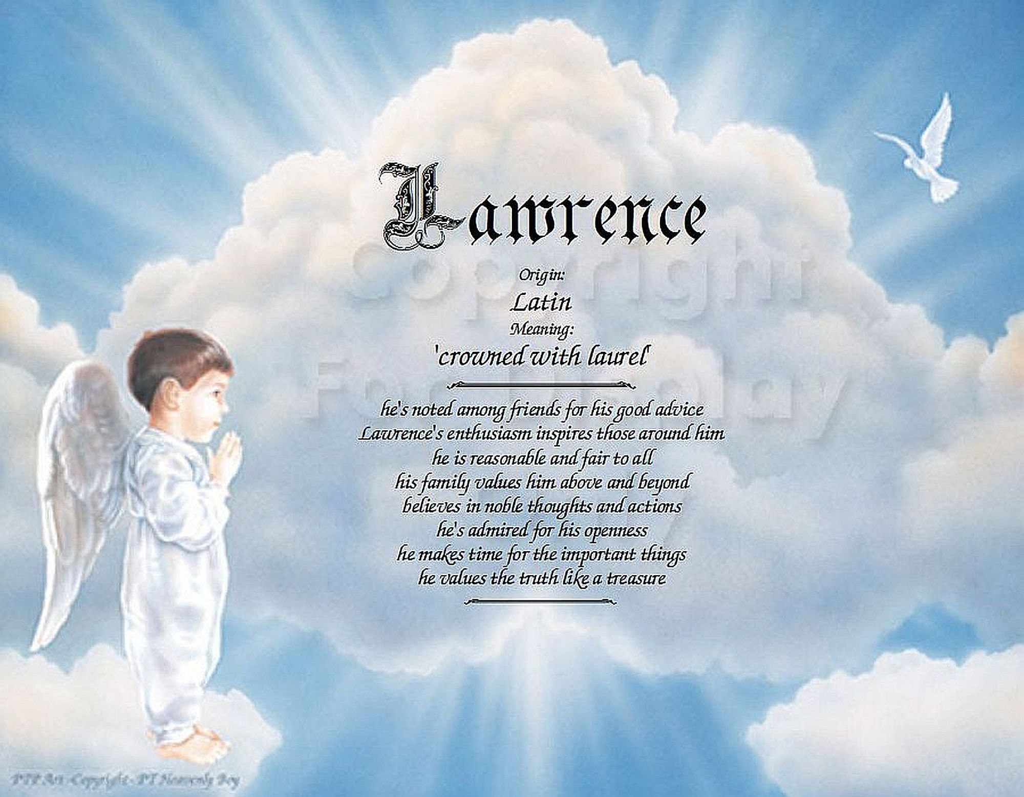 Heavenly Boy Personalized First Name Meaning Photo Art 8 5 X Etsy