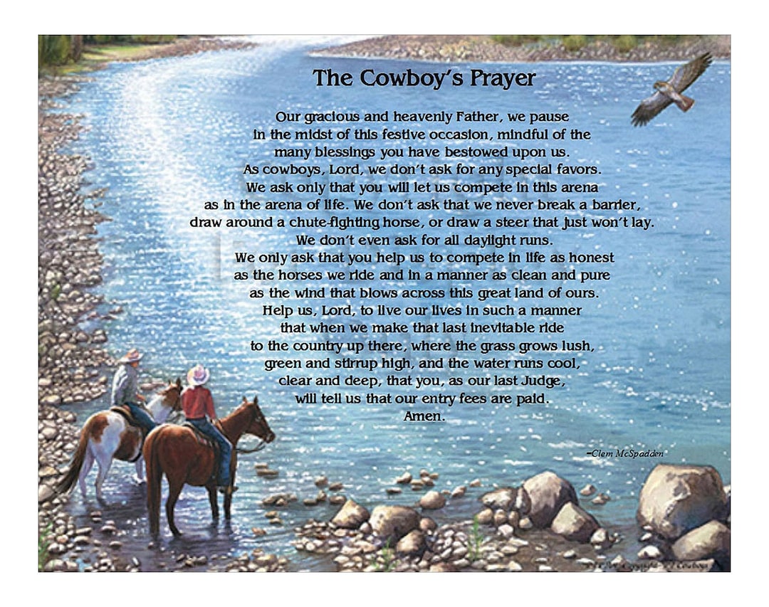 Cowboy's Prayer Scenic Western Cowboy Art 8.5 X 11 - Etsy