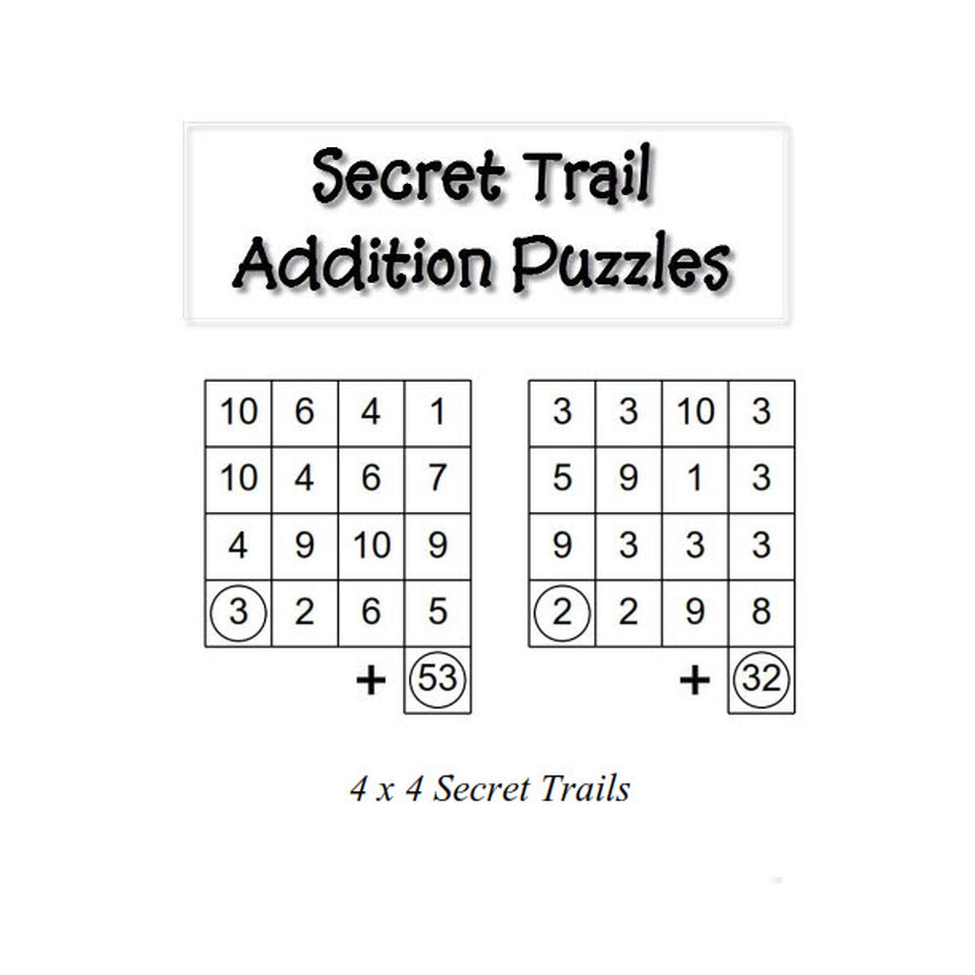 Basic Math Secret Trail Puzzles Educational Addition | Etsy