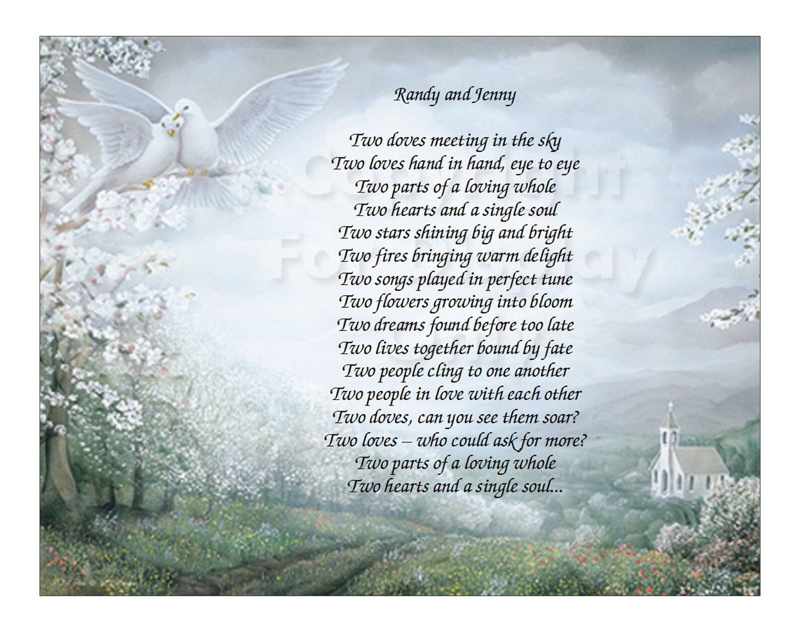 Two Doves Poem Marriage Wedding Poetry Scenic Countryside Church Art 8. ...