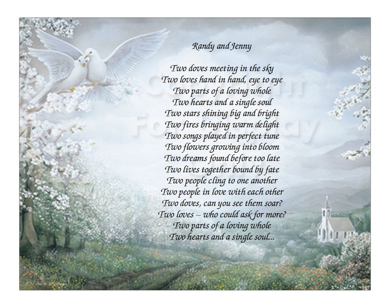 Two Doves Poem Marriage Wedding Poetry Scenic Countryside Church Art 8. ...