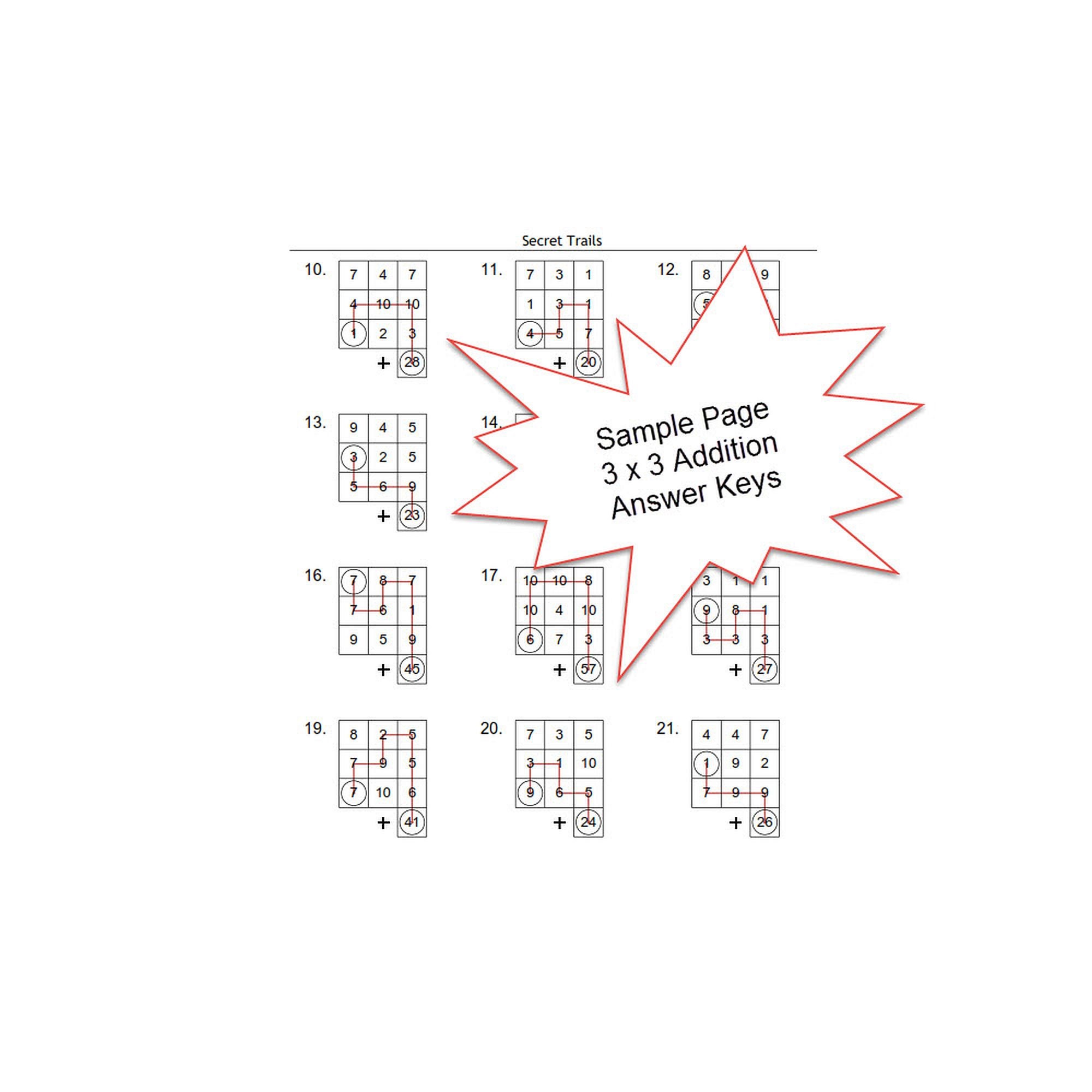 Basic Math Secret Trail Puzzles Educational Addition | Etsy