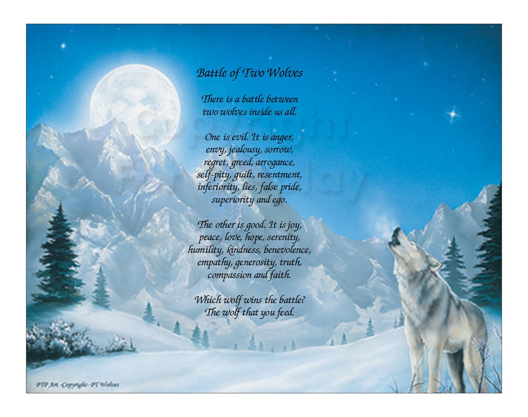 Battle of Two Wolves Scenic Nature Mountain Wolves Art 8.5 X 11 - Etsy