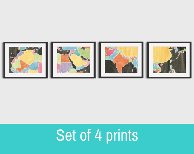 10/40 Window Watercolor Map, Christian Painting, World Missions, Set of ...
