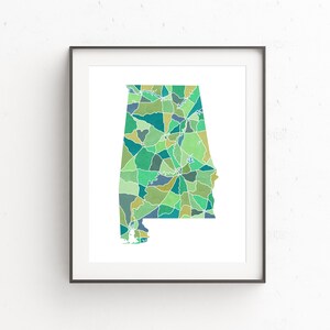 Alabama Map, State Map Prints, Watercolor Painting, Alabama Watercolor ...