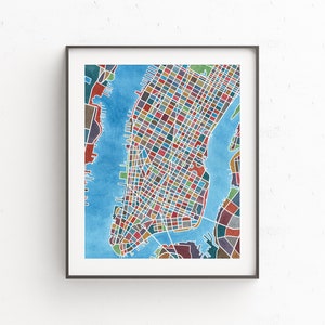 New York City, Map Art, Watercolor Print, New York Map, NYC Wall Art - Etsy