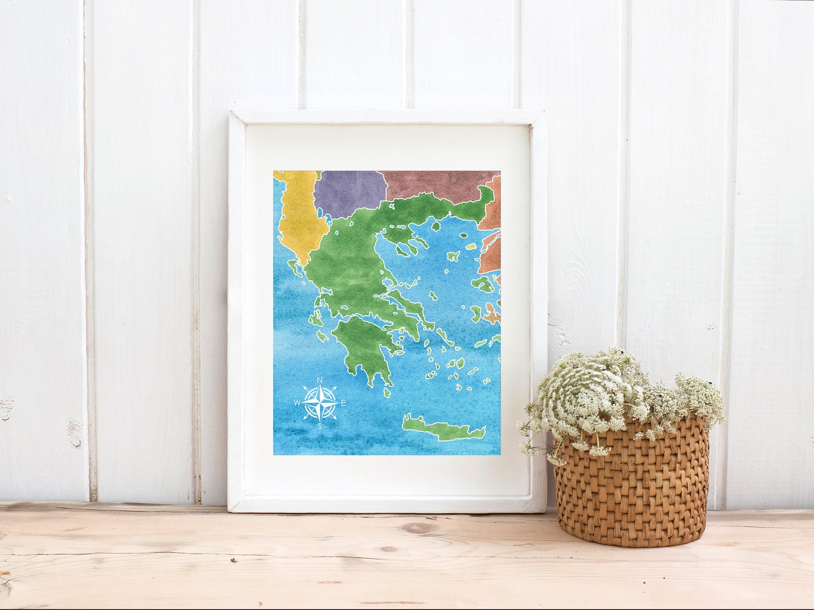 Greece Map Watercolor Print Travel Gifts Greece Painting - Etsy