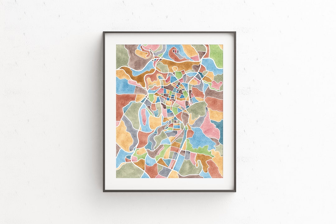 Jerusalem Map, Watercolor Print, Map Art, Israel Map, Travel Gifts - Etsy