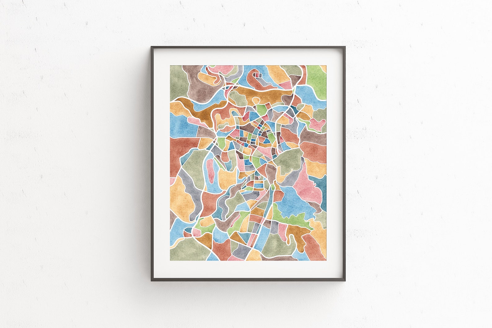Jerusalem Map Watercolor Print Map Art Israel Map Travel - Etsy