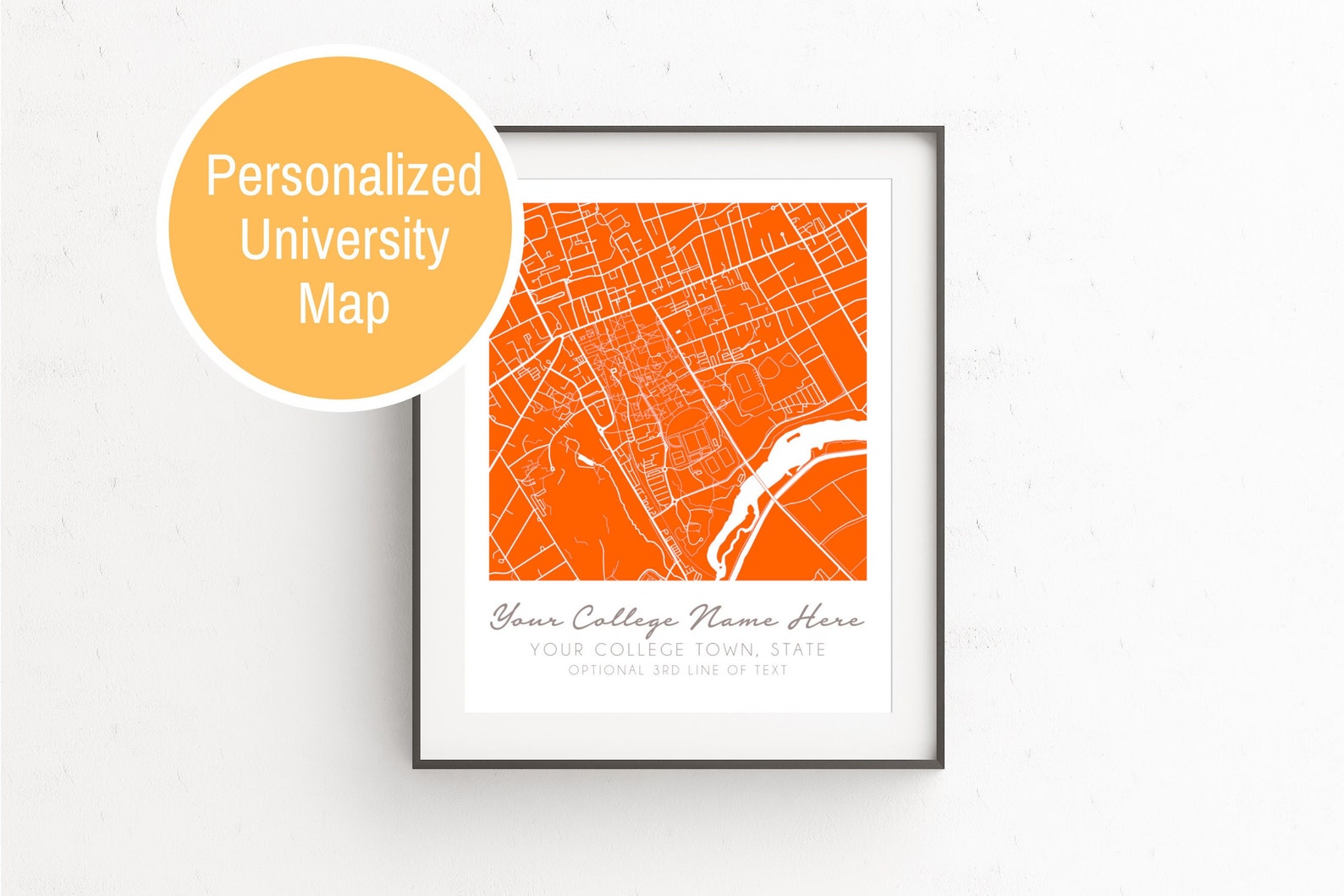 Personalized University Map Custom Map College Campus Dorm - Etsy