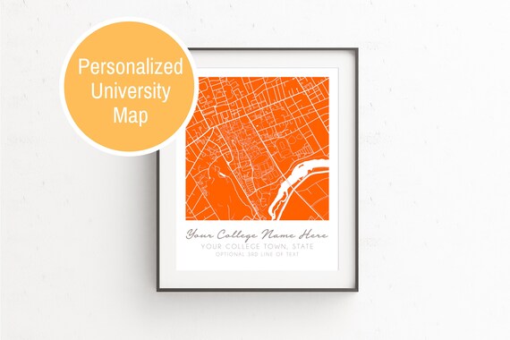 Personalized University Map Custom Map College Campus Dorm - Etsy