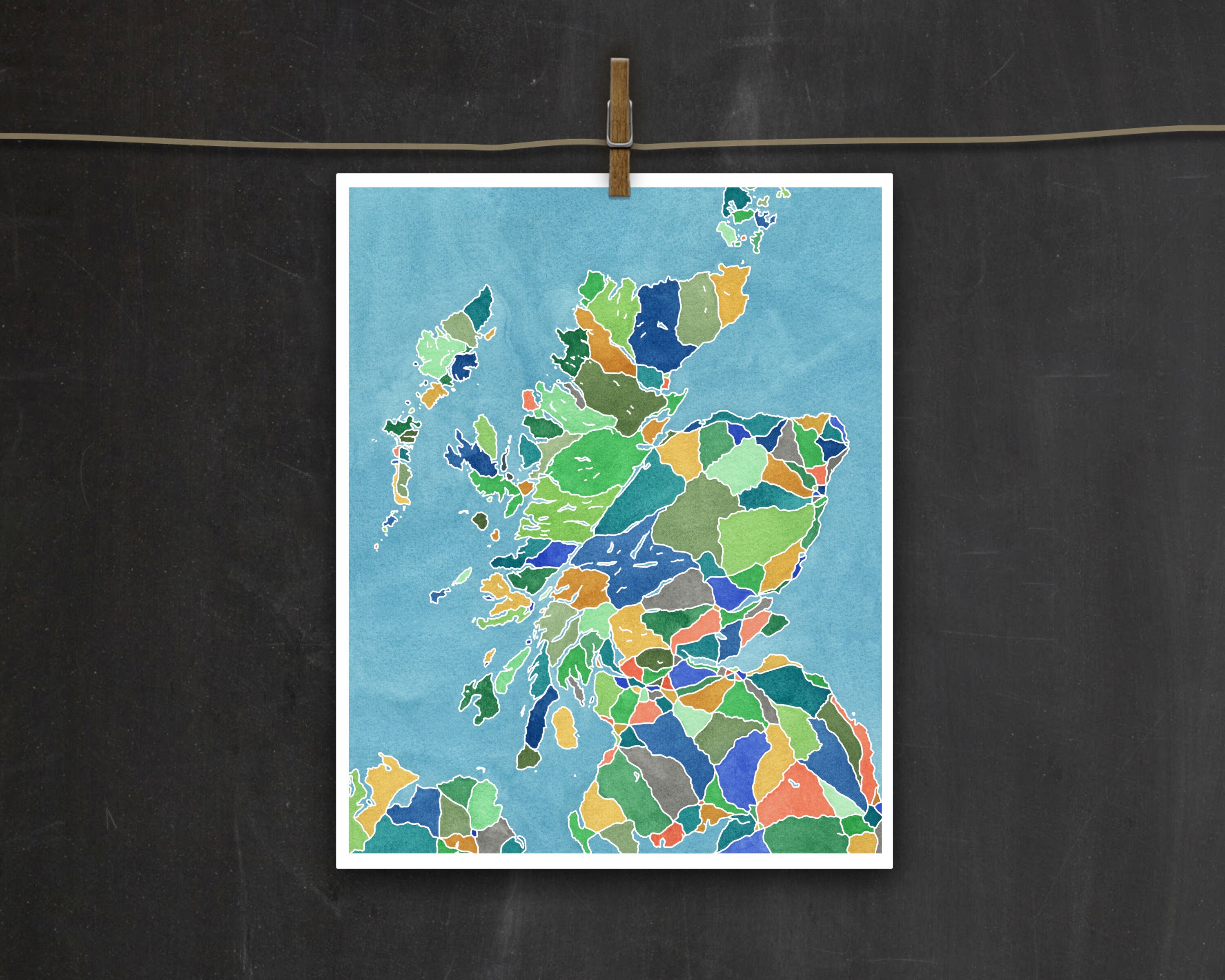Scotland Print, Map Art, Watercolor Print, Scottish Gifts, Travel Gifts ...
