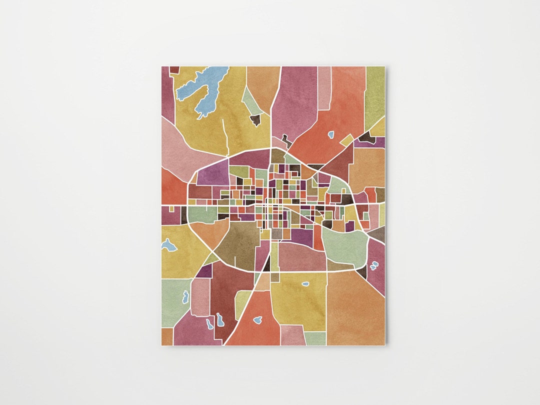 Paris Texas Map Art, Watercolor Print - Etsy