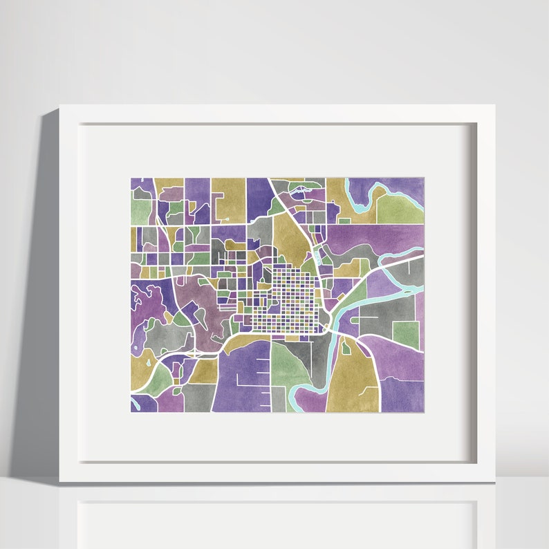 Manhattan Kansas, Map Art, Watercolor Print, Graduation Gift - Etsy