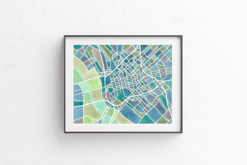 Dallas Texas Map Art Watercolor Print Travel Decor Travel - Etsy