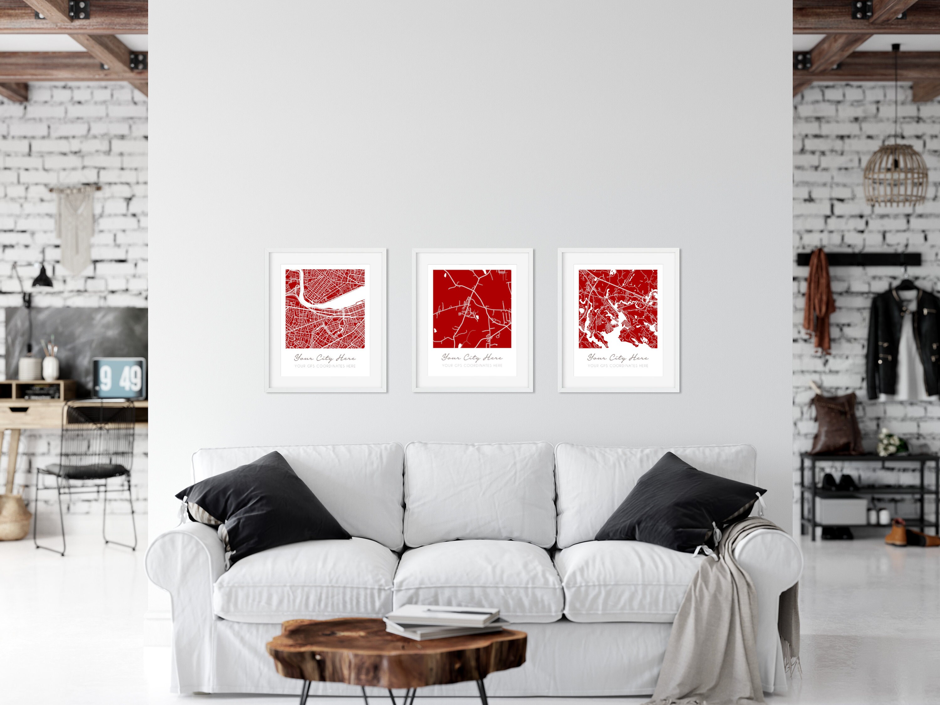 Personalized Map Art Set of 3 Prints Custom Map Three Maps | Etsy