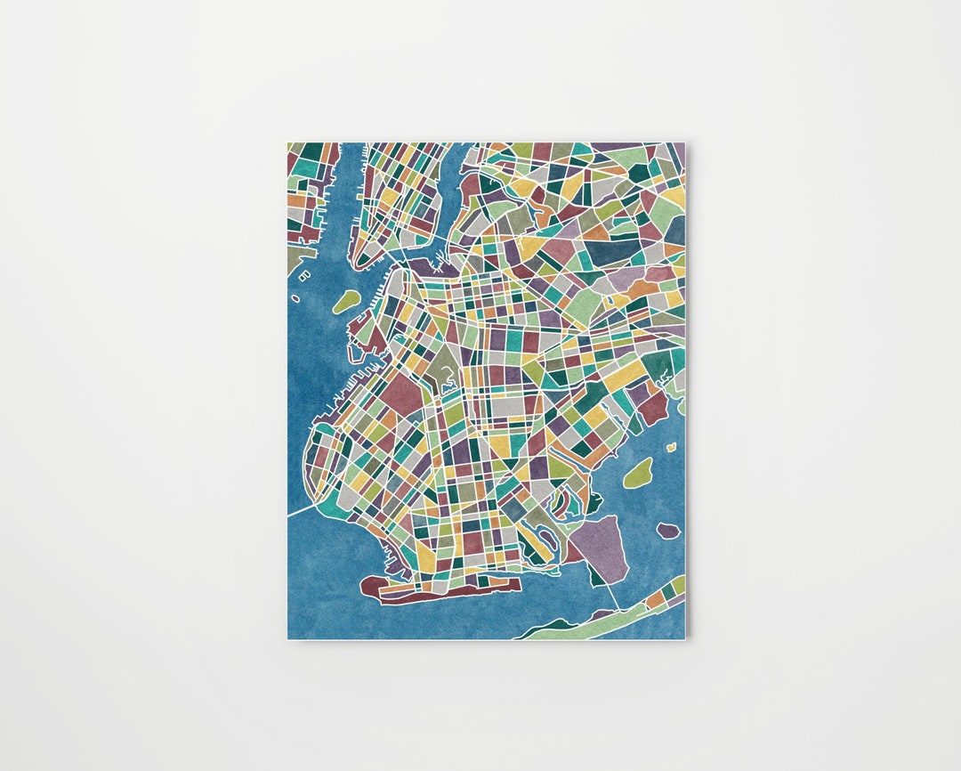 Brooklyn Map, Watercolor Print, Map Art, New York City Map, NCY Map ...