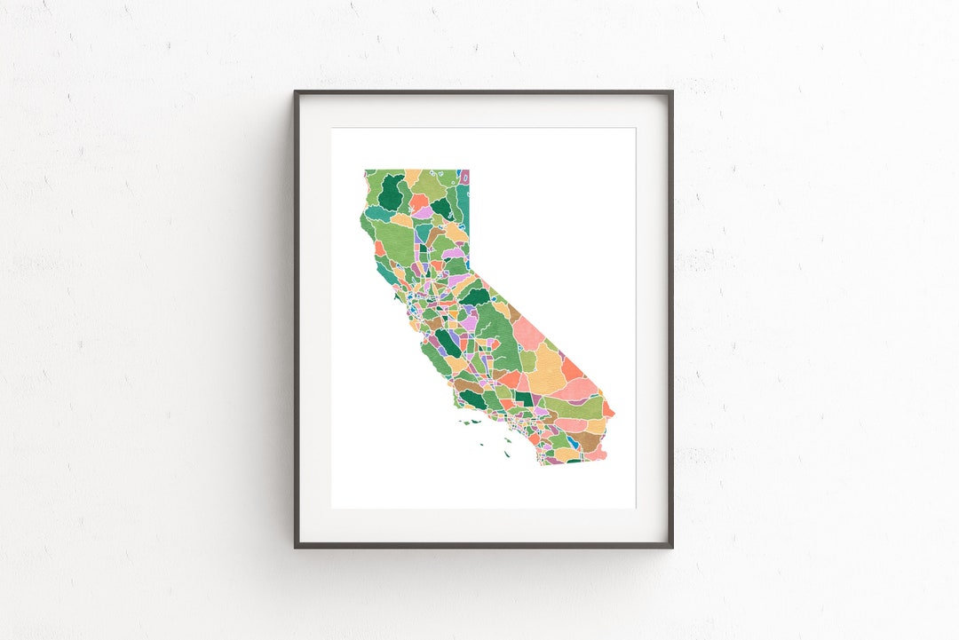 California Map State Map Prints Watercolor Painting - Etsy