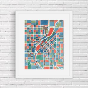 Denver Map Watercolor Print Denver Watercolor Map Art - Etsy