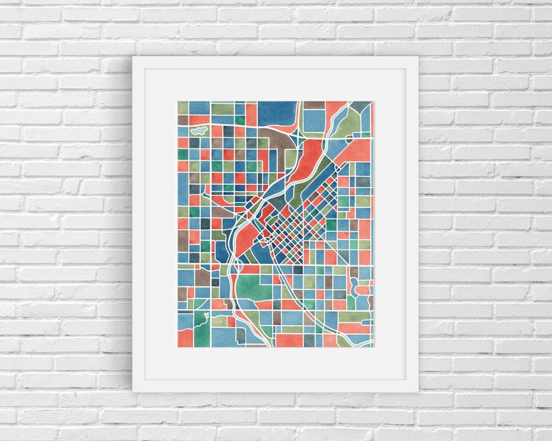 Denver Map Watercolor Print Denver Watercolor Colorado | Etsy