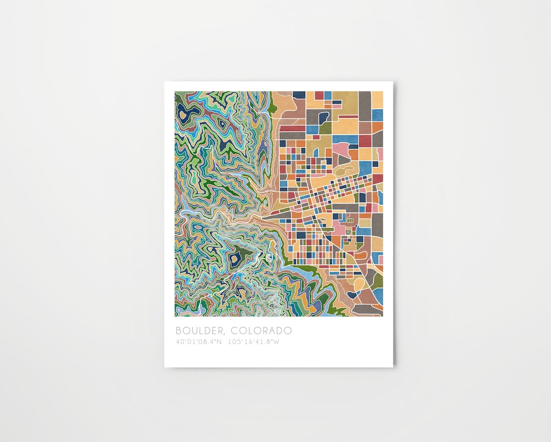 Boulder Colorado Map, Watercolor Print, Topographic Map - Etsy