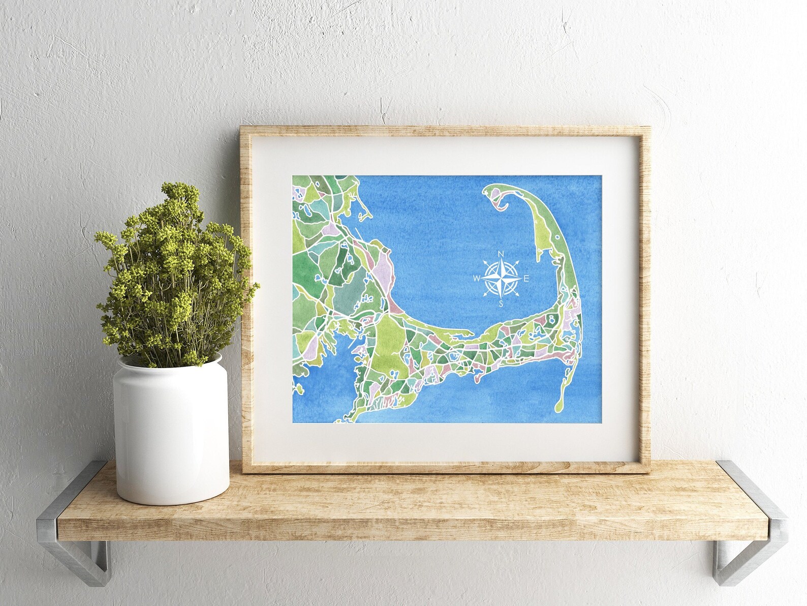 Cape Cod Map Watercolor Print Massachusetts Prints Nautical - Etsy