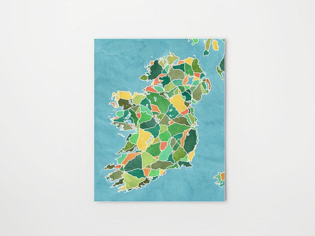 Map of Ireland, Watercolor Print, Emerald Isle, Irish Wall Art, Map Art ...