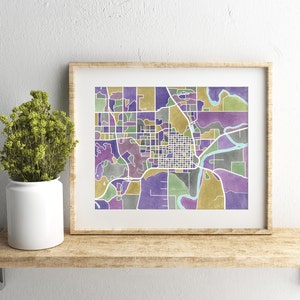 Manhattan Kansas, Map Art, Watercolor Print, Graduation Gift - Etsy