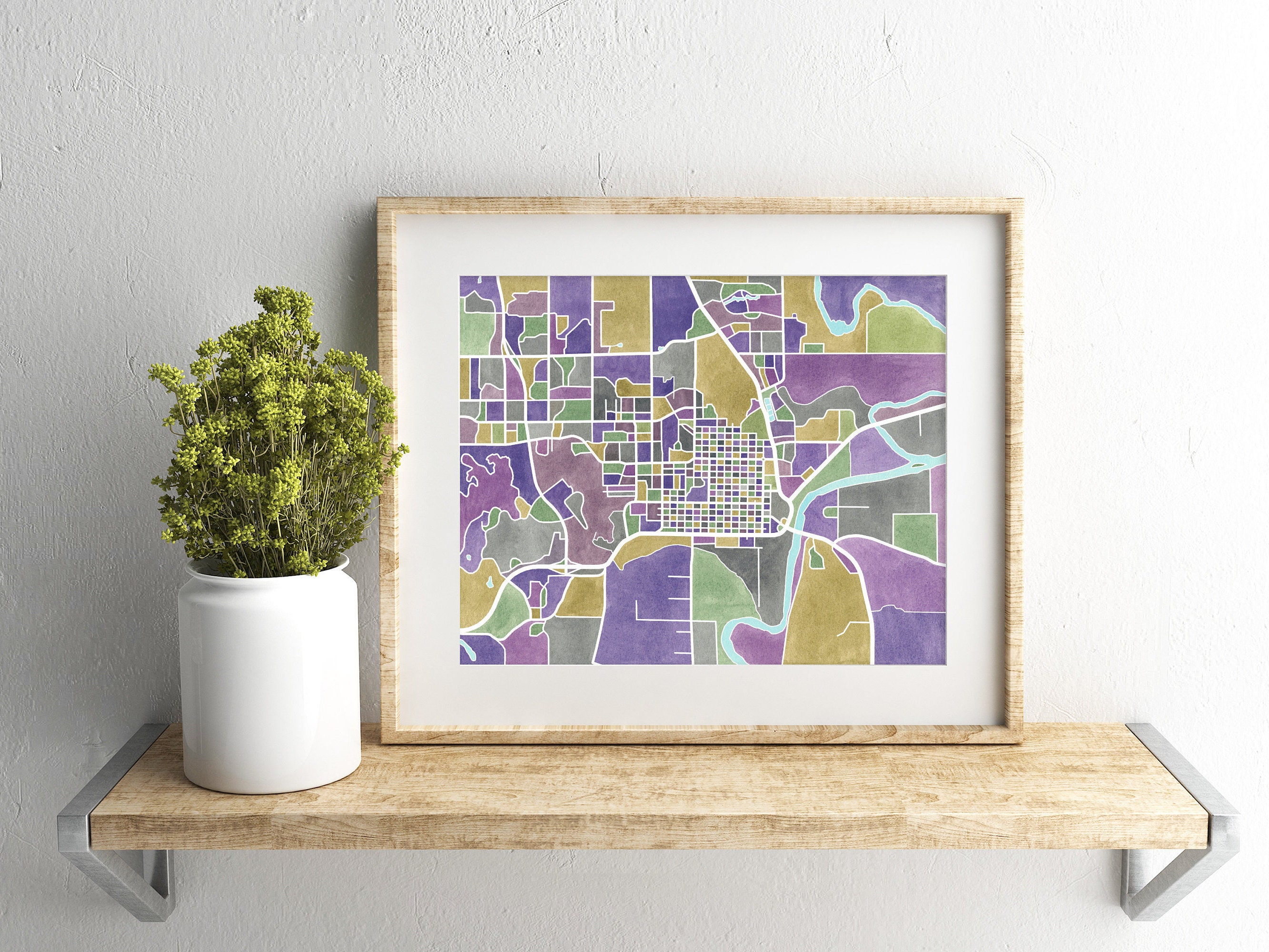 Manhattan Kansas Map Art Watercolor Print Graduation Gift | Etsy