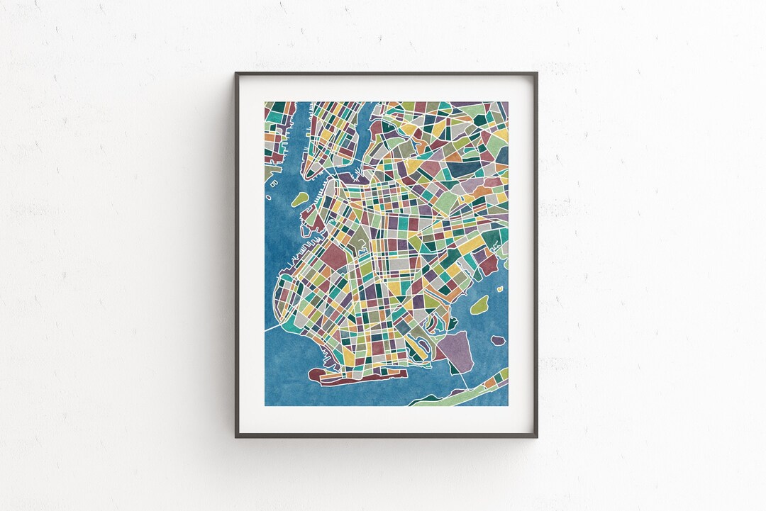 Brooklyn Map, Watercolor Print, Map Art, New York City Map, NCY Map ...