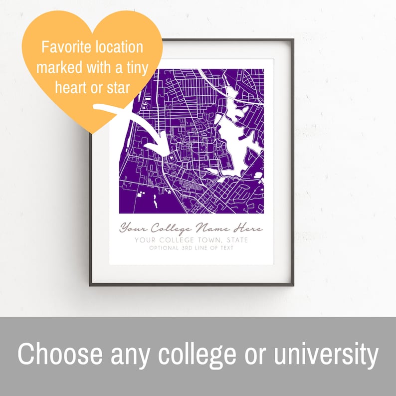 Personalized University Map Custom Map College Campus Dorm - Etsy