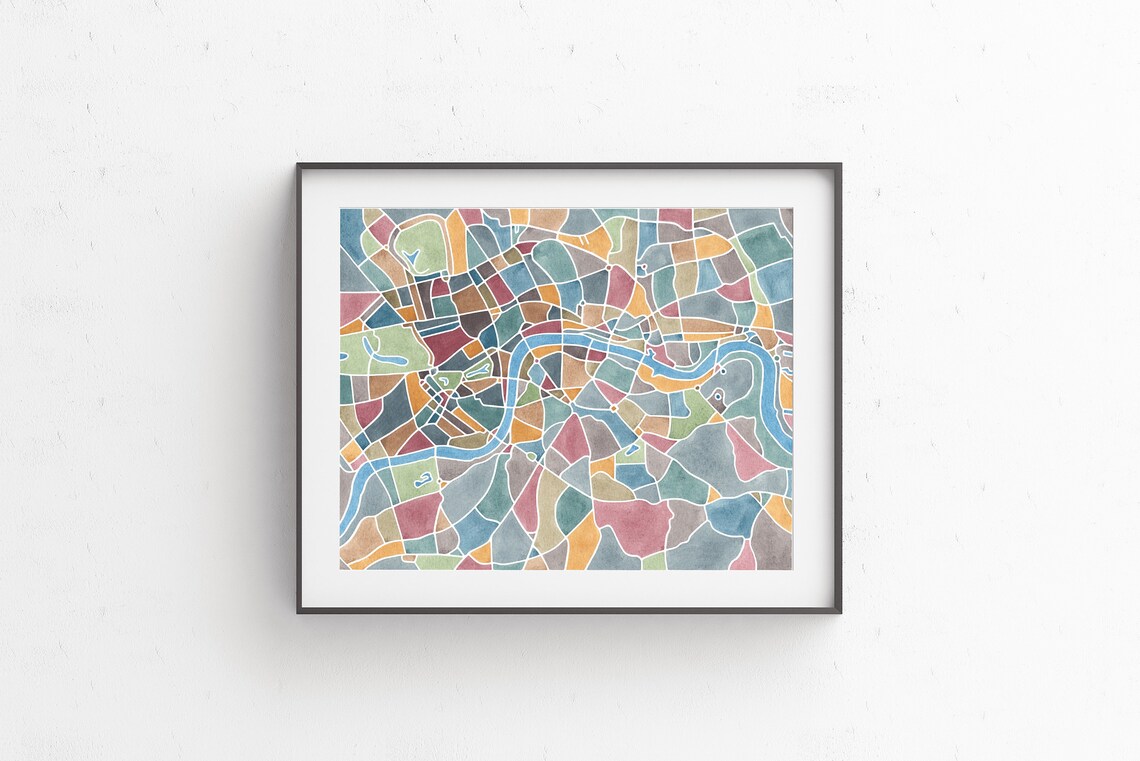 London Map Watercolor Print London England Gifts Travel | Etsy