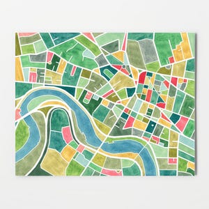 Custom City Map, Watercolor Painting, Hand Painted, Personalized Gift ...