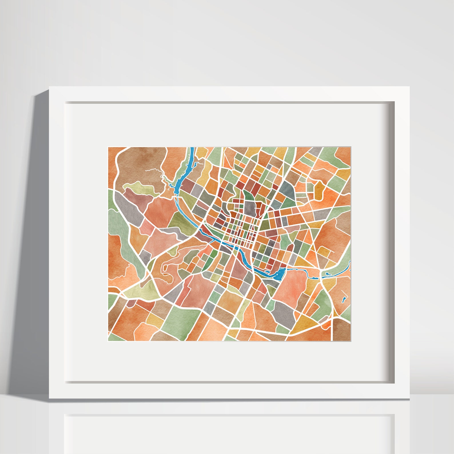Austin Texas Map Art Watercolor Print Graduation Gift - Etsy