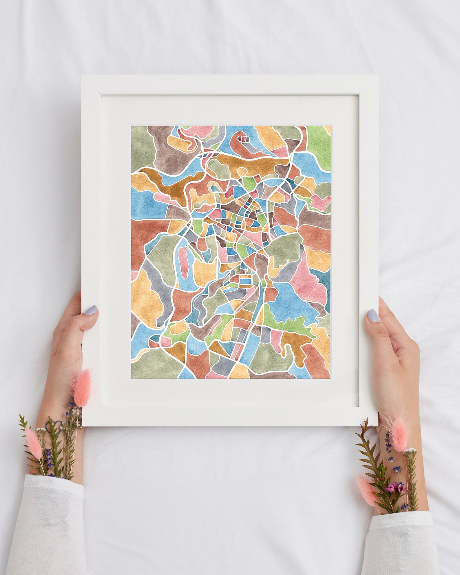 Jerusalem Map Watercolor Print Map Art Israel Map Travel - Etsy