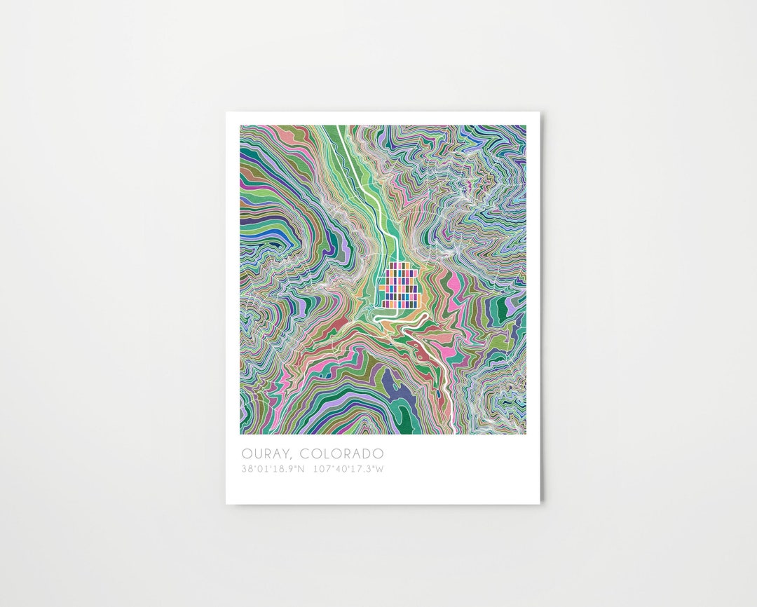 Ouray Colorado Map, Watercolor Print, Topographic Map - Etsy