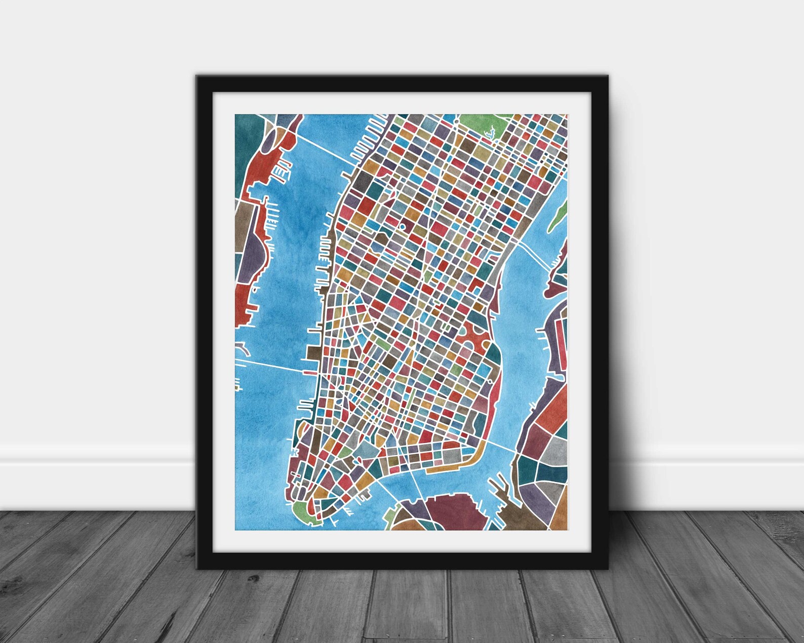New York City Map Art Watercolor Print Manhattan Map New | Etsy