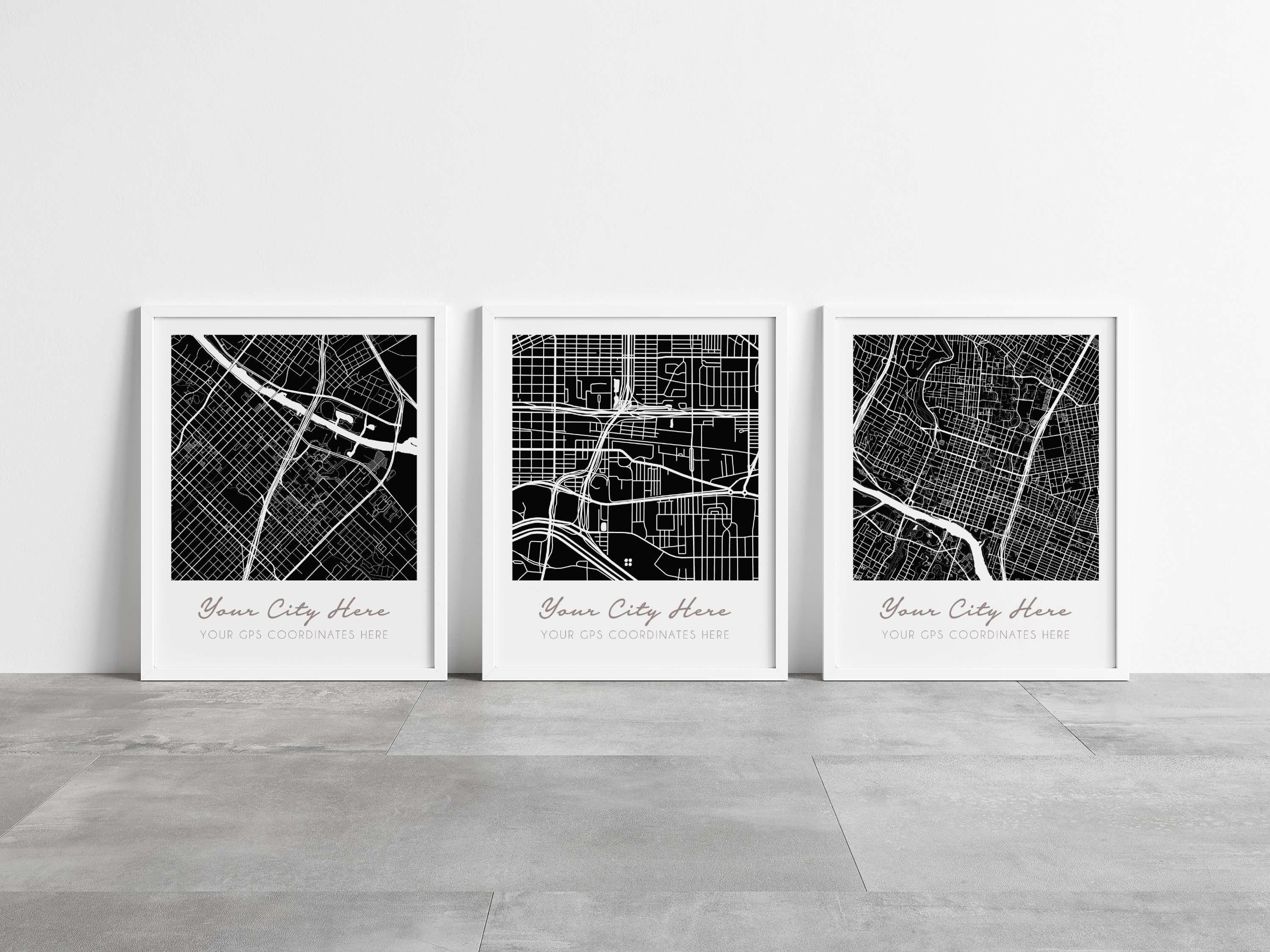 Personalized Map Art Set of 3 Prints Custom Map Three Maps | Etsy