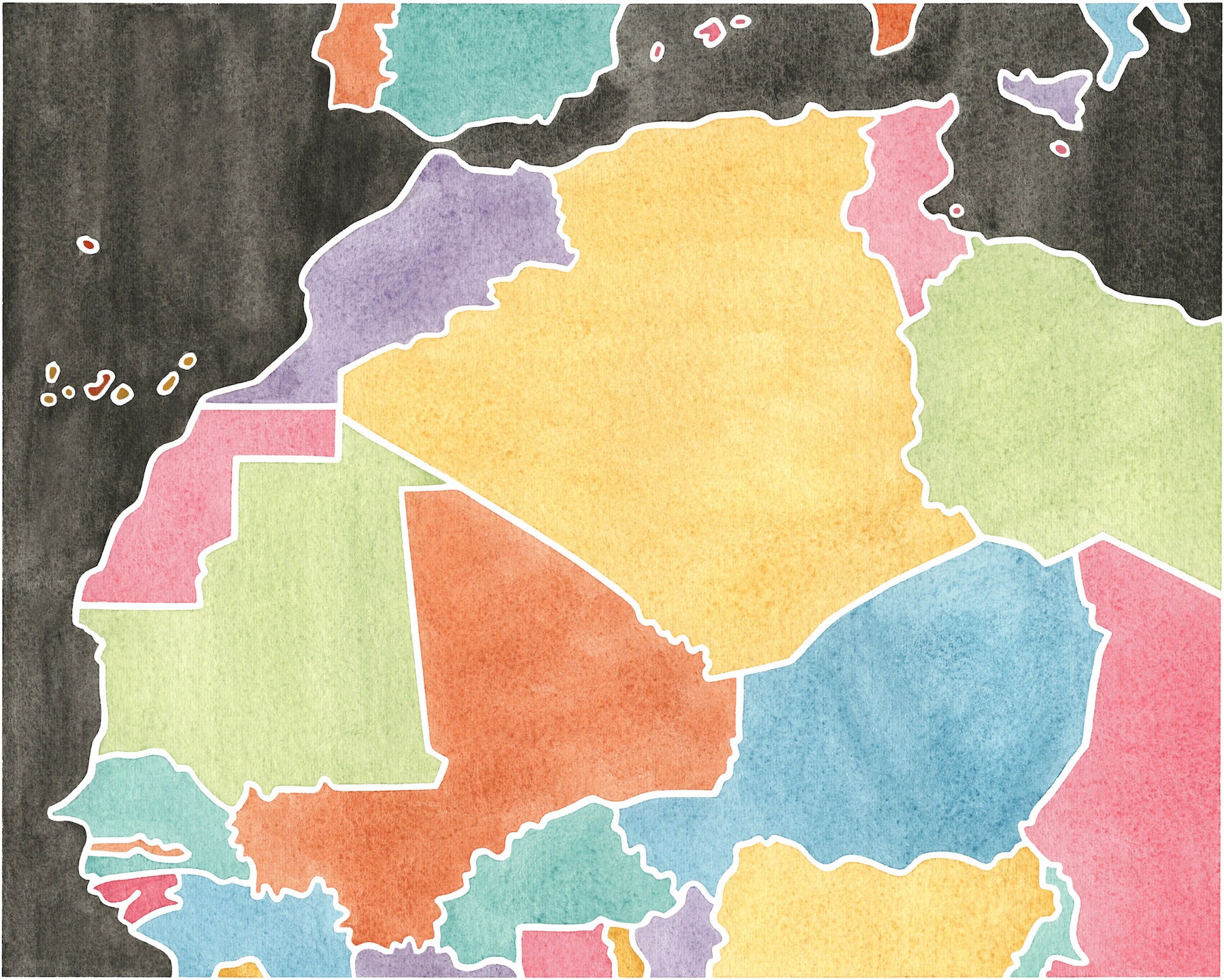 10/40 Window Watercolor Map, Christian Painting, World Missions, Set of ...