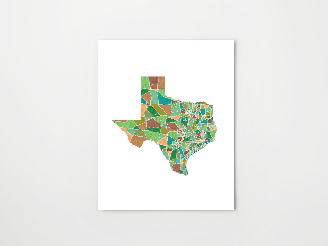 Texas Map, State Map Prints, Watercolor Painting, Texas Watercolor - Etsy