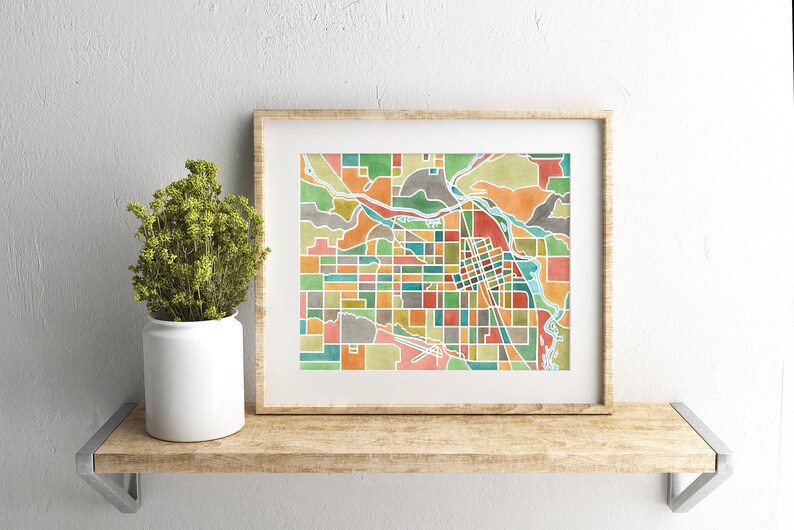 Yakima Washington Map Art Watercolor Print Travel Decor - Etsy
