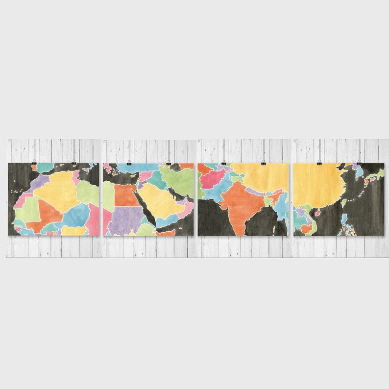 10/40 Window Watercolor Map, Christian Painting, World Missions, Set of ...