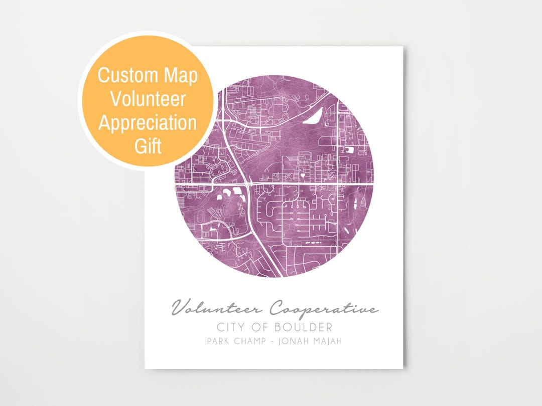 Custom Map, Volunteer Appreciation Gift, Watercolor Print, Classroom ...