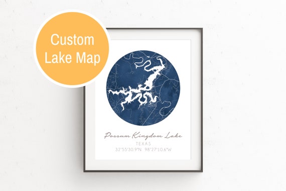 Custom Lake Map Watercolor Print Personalized Lake House - Etsy