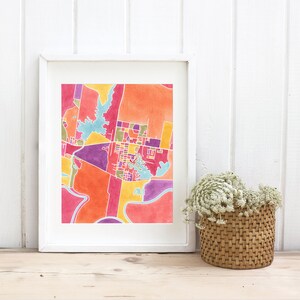Custom City Map, Watercolor Painting, Hand Painted, Personalized Gift ...