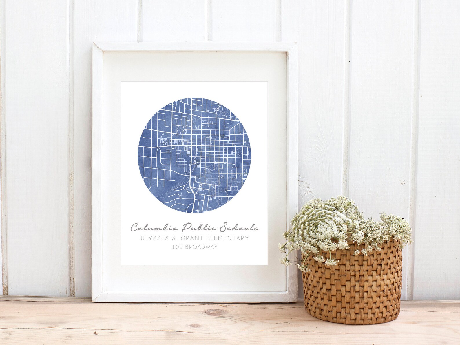 Personalized School Map Teacher Gifts Watercolor Print - Etsy