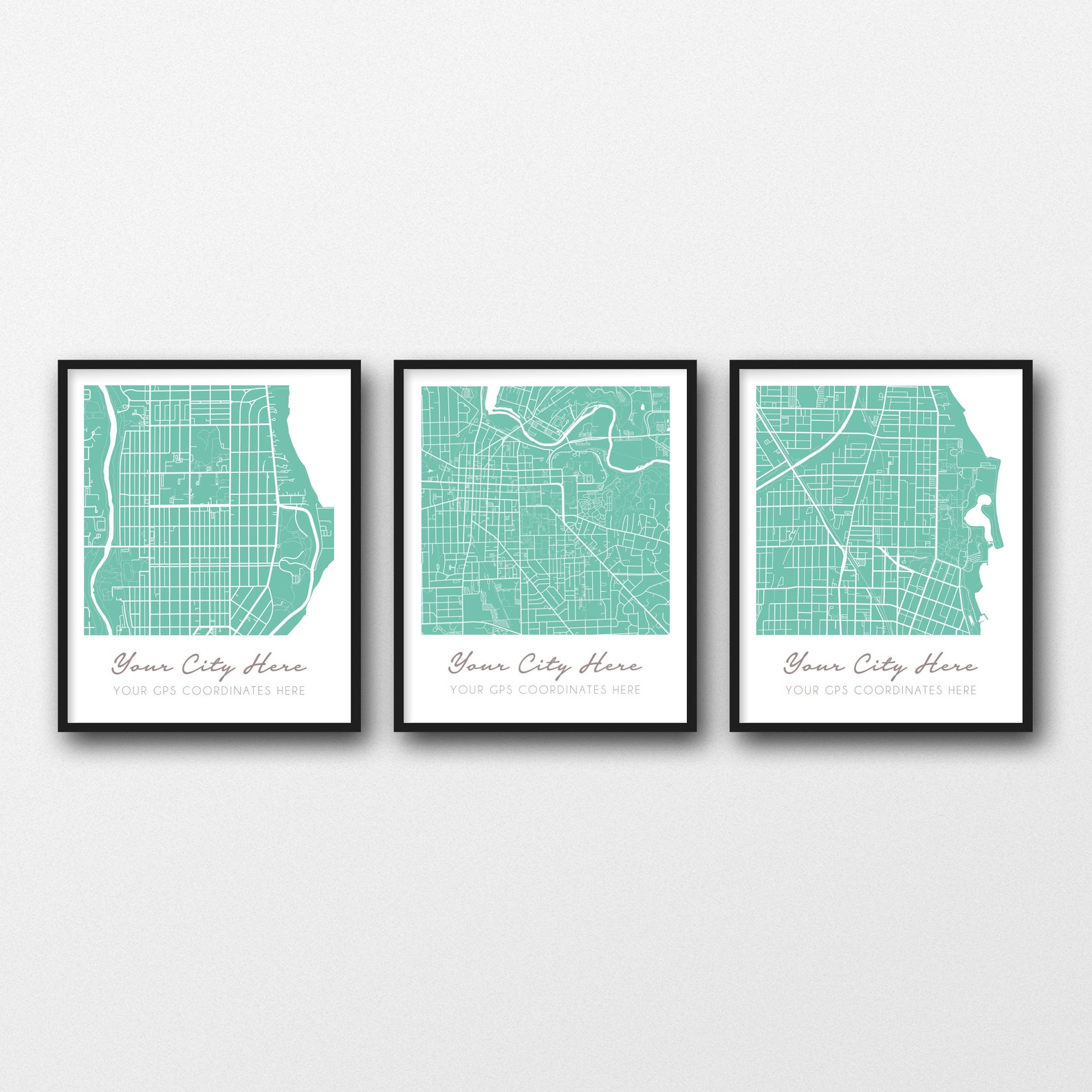 Personalized Map Art Set of 3 Prints Custom Map Three Maps - Etsy