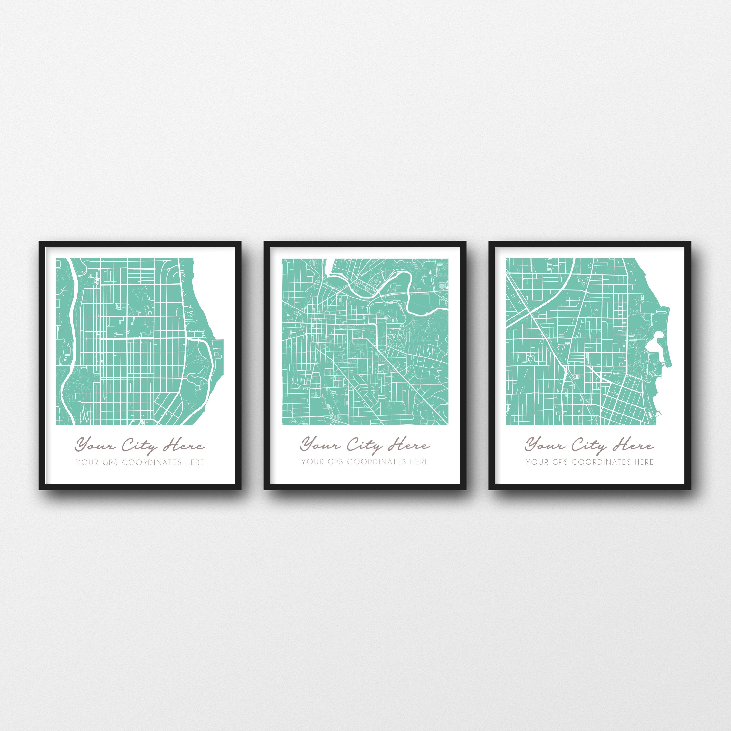 Personalized Map Art Set of 3 Prints Custom Map Three Maps | Etsy